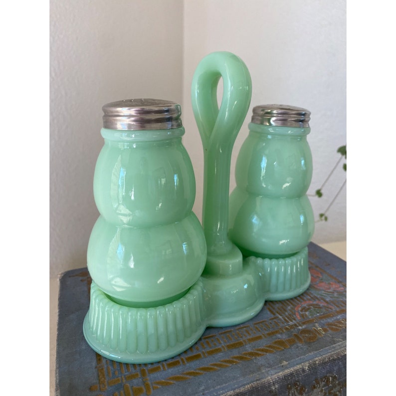 Mosser Glass Green Jadeite Salt and Pepper Shakers With Carry Tray - Etsy