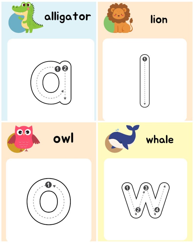 Animals Alphabet Lowercase Tracing Activities Workbook - Etsy