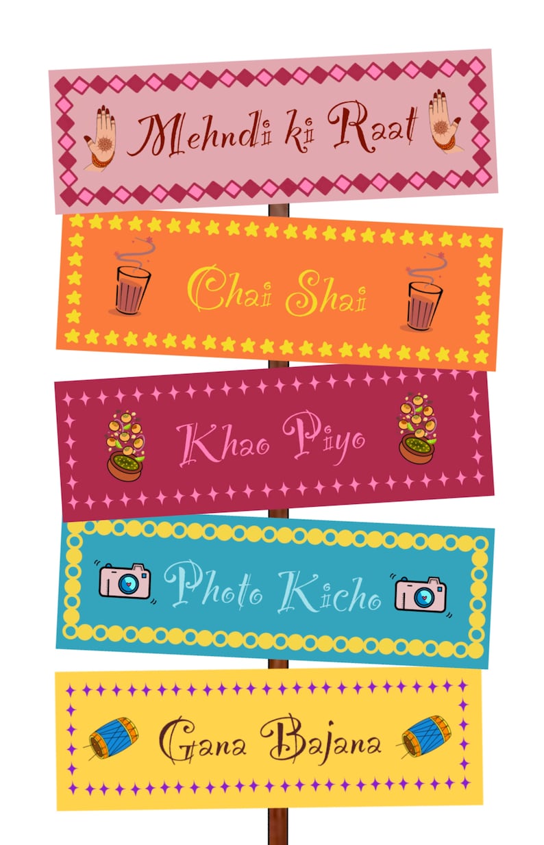 Desi Wedding Decor Mehndi Night Signs Quirky Phrases Welcome Sign ...