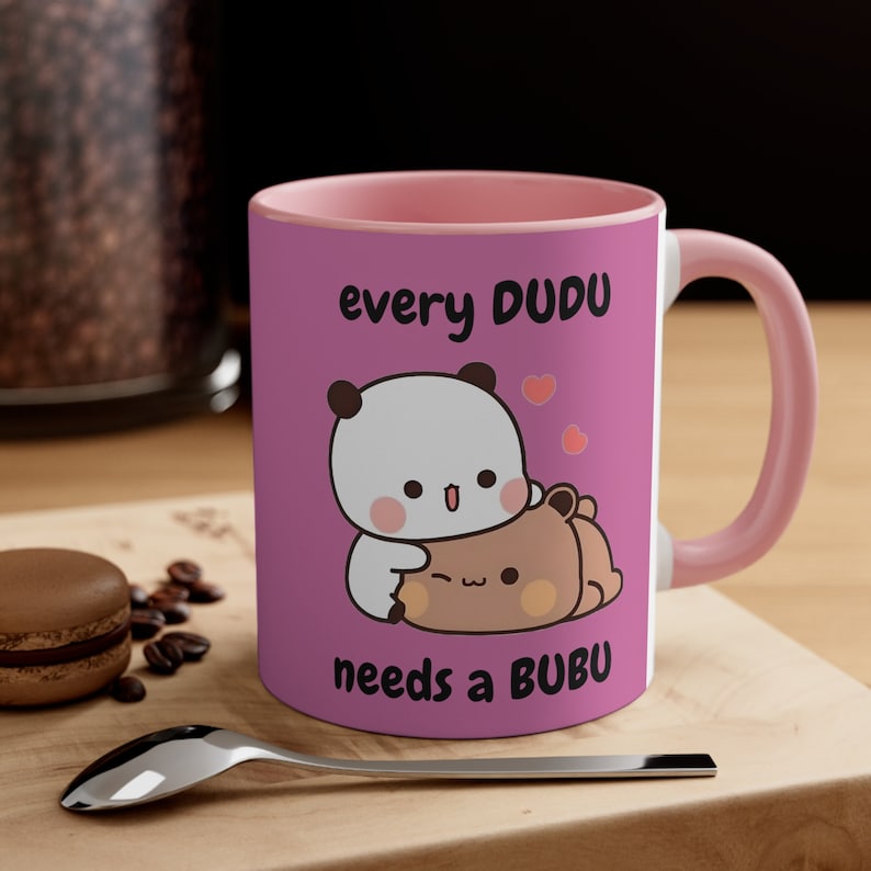 Pink Every Dudu Needs A Bubu Coffee Mug, Love Heart Cute Cartoon Pet ...
