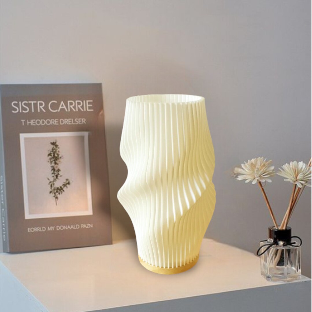 Wavy X AMBER Table Lamp Minimal Retro Design3d Printed With 99% ...