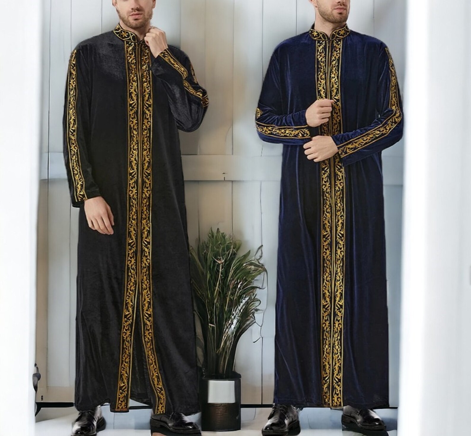 Palestinian Thobe Mens Gown Ramadan Muslim Men Velvet Jubba Thobe Warm ...