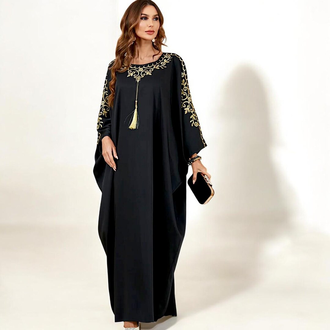 Bat Sleeve Abaya Robe Palestinian Muslim Abayas Kimono Women Dubai Long ...