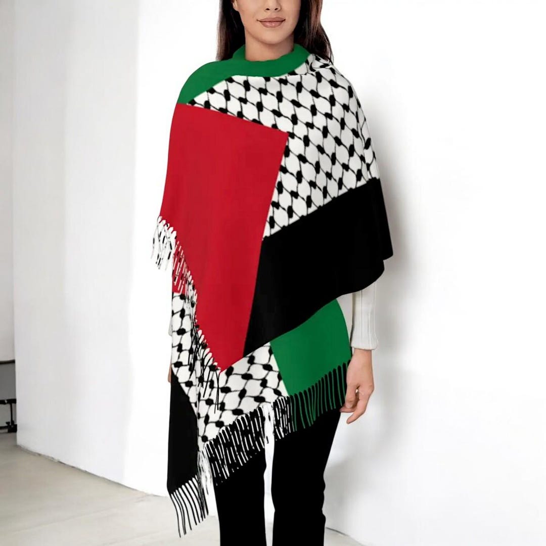 Palestine Flag Womens Scarf Pashmina Hatta Kufiya Keffiyeh Palestinian ...