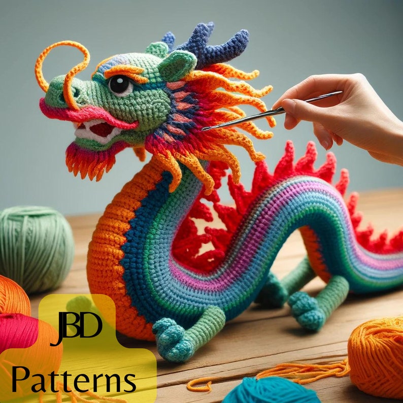 Chinese Dragon Crochet Pattern Vibrant Wisdom Dragon Design With ...