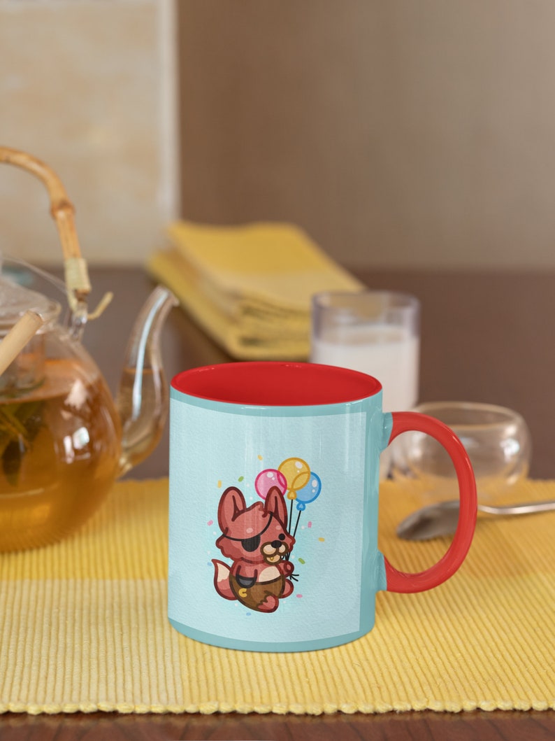 Cute Foxy With Balloons Mug, FNAF Mug, Foxy Mug, Cute Foxy Mug, Party ...