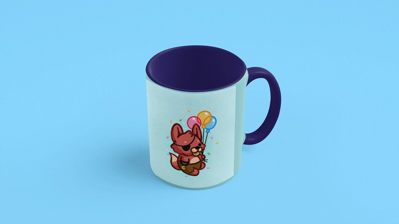 Cute Foxy With Balloons Mug, FNAF Mug, Foxy Mug, Cute Foxy Mug, Party ...