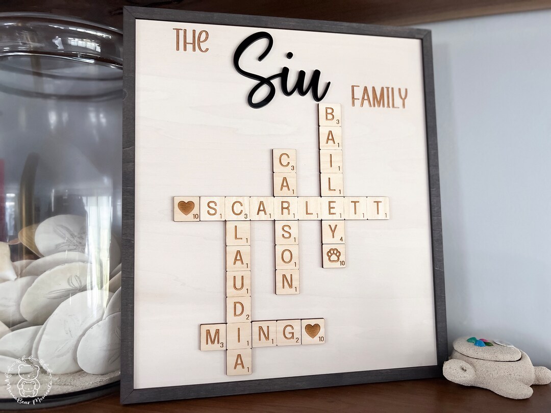 Personalized Wooden Scrabble Tiles Plaque | Custom Family Name Wood ...