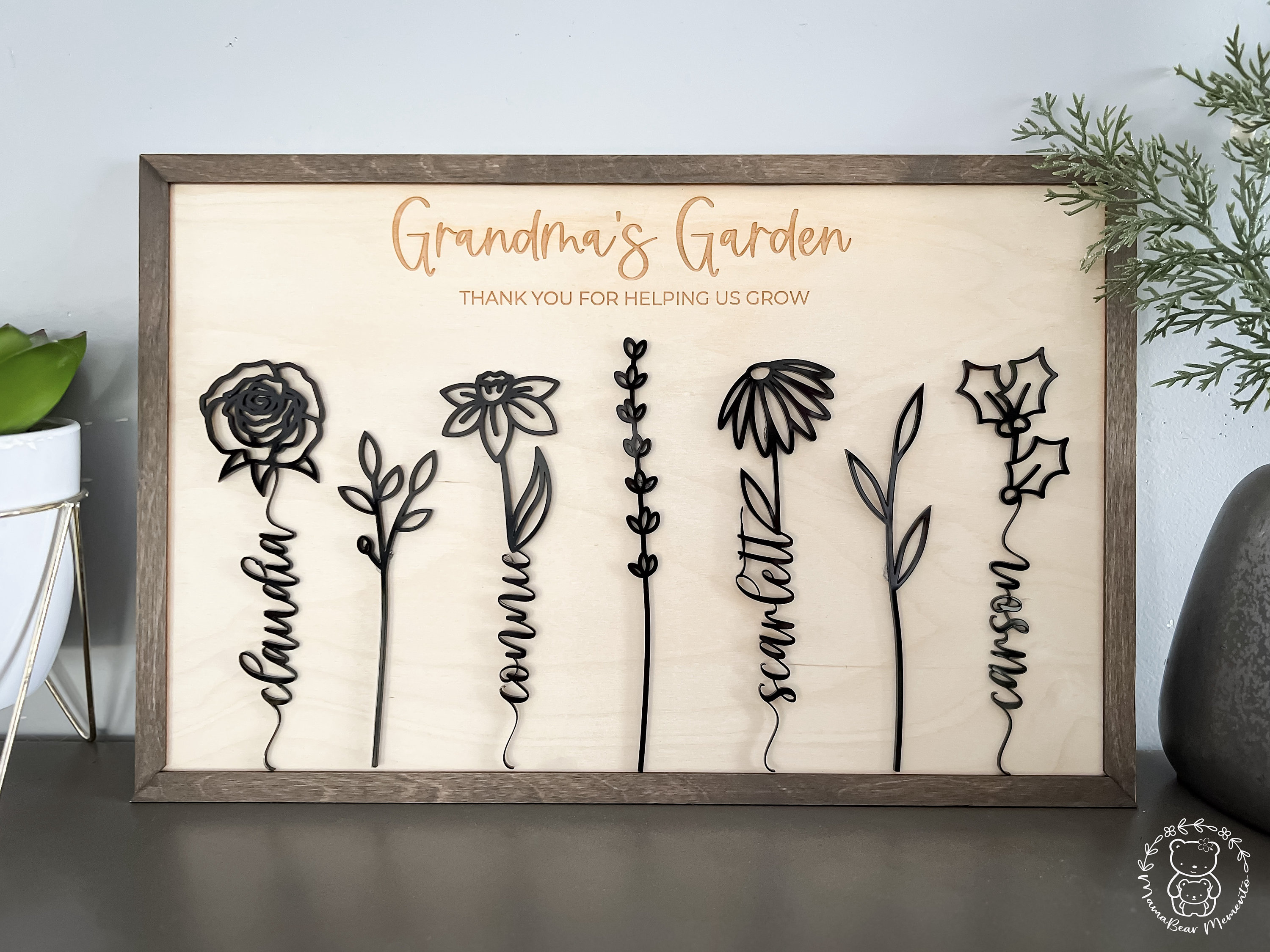 Personalized Wooden Birth Month Flower Garden Plaque | Birth Flower ...