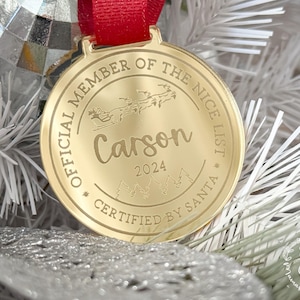 Santa Nice List Award | Santa's Medal | Personalized Custom Christmas ...