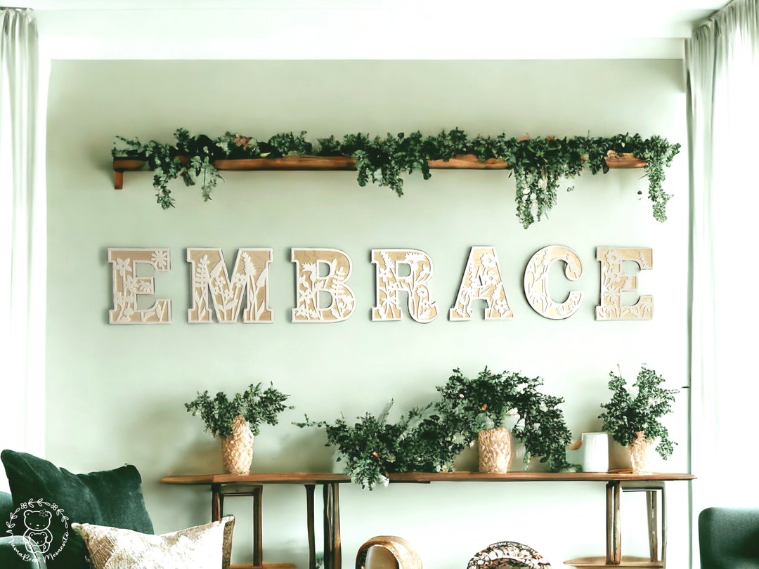 Floral Nursery Wooden Name Wall Decor | Boho Wildflower Letters Sign ...