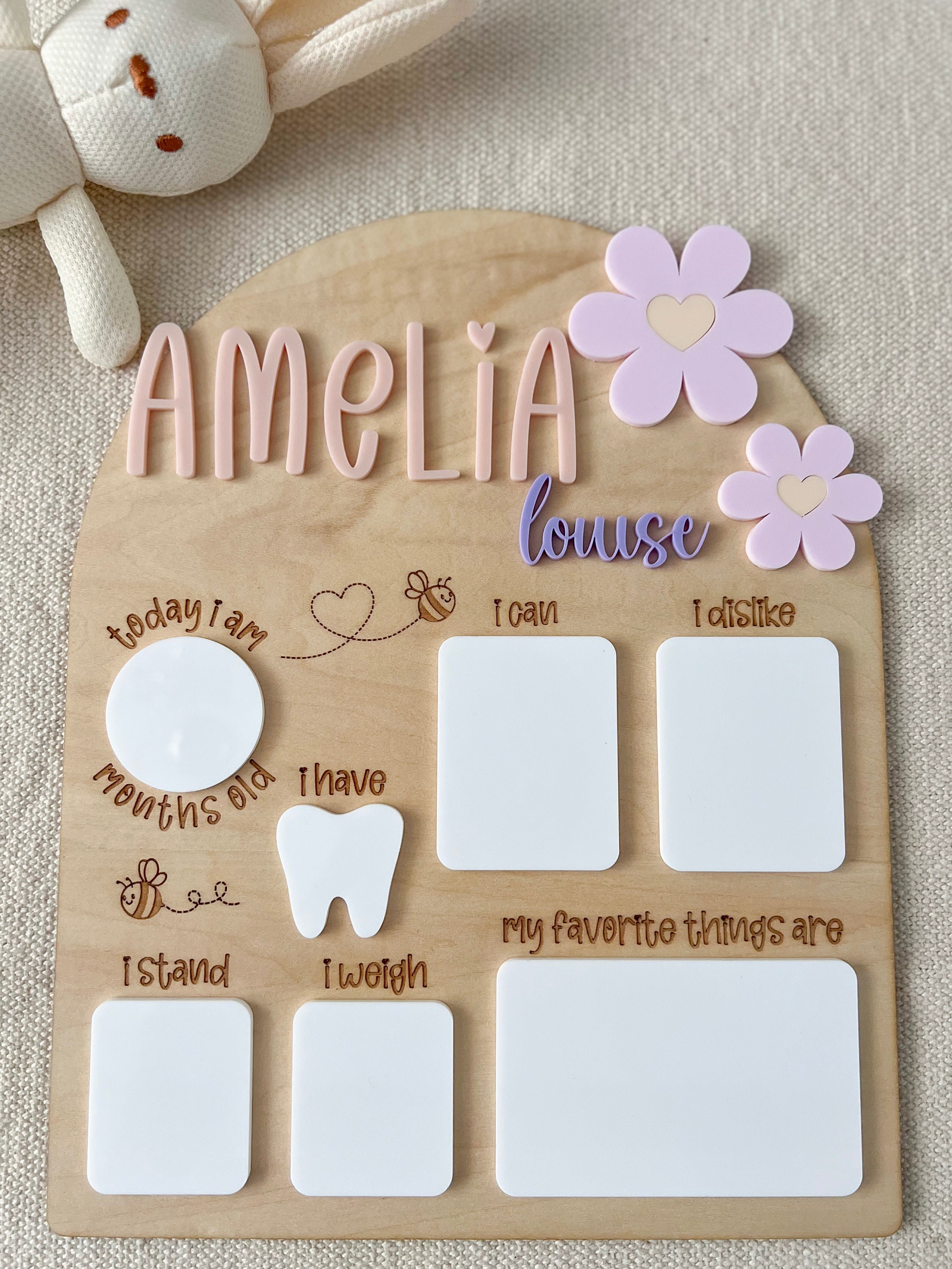 Wooden Daisy Monthly Milestone Board Custom Milestone Sign Personalized ...