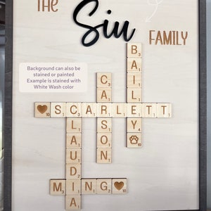 Personalized Wooden Scrabble Tiles Plaque | Custom Family Name Wood ...