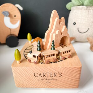 Personalized Wooden Train Musical Carousel | Custom Engraved Wooden ...