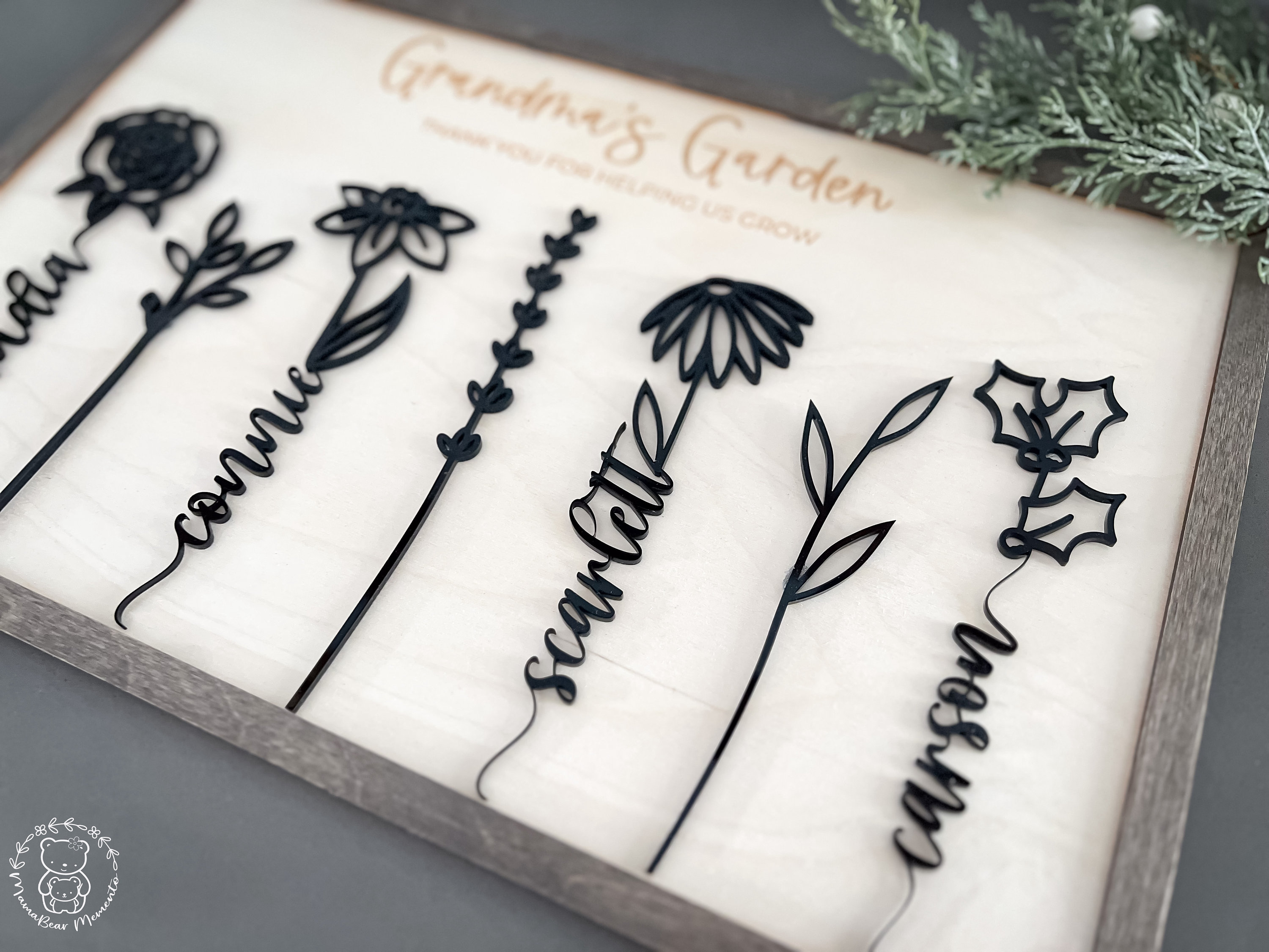 Personalized Wooden Birth Month Flower Garden Plaque | Birth Flower ...