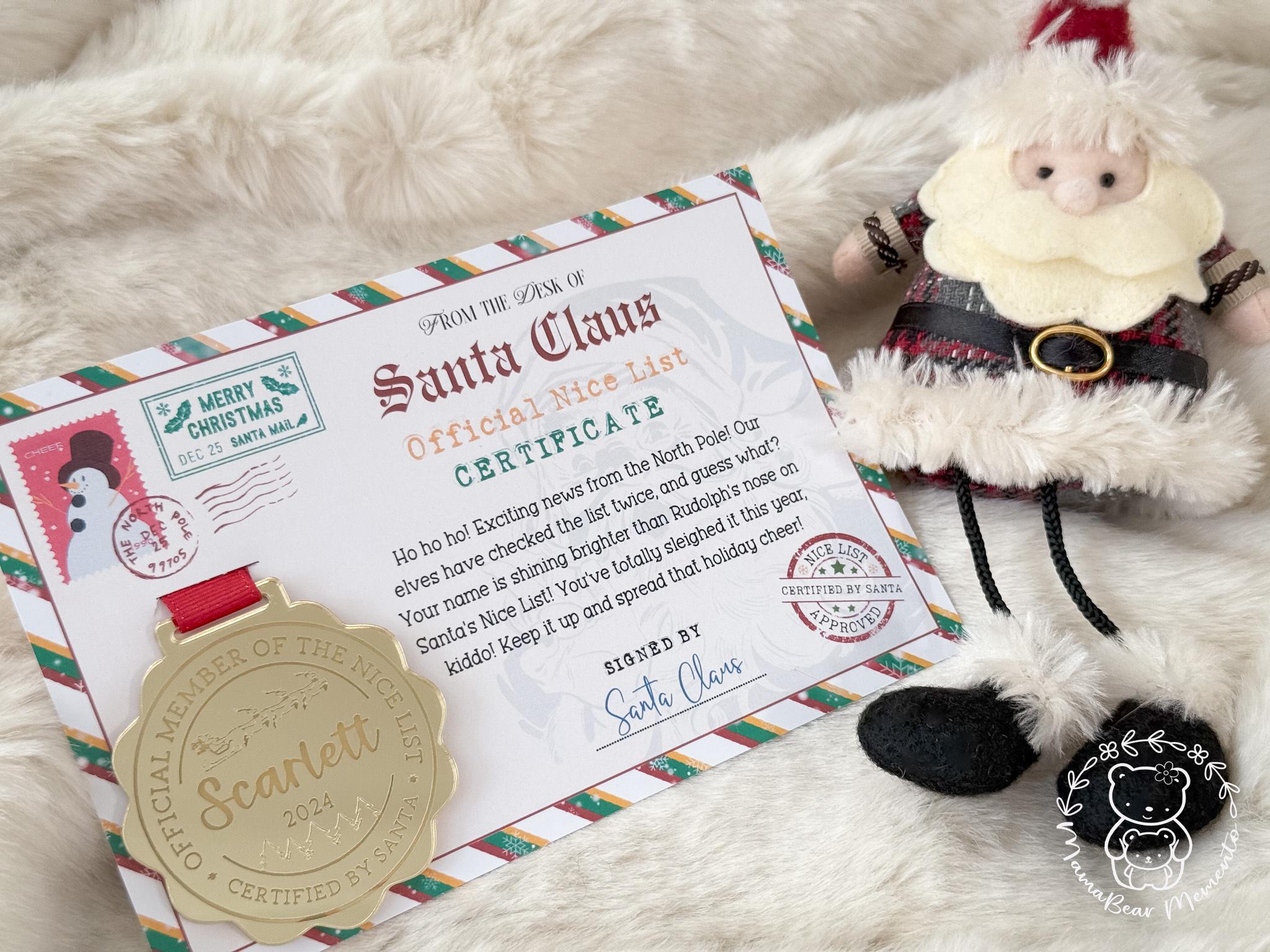 Santa Nice List Award | Santa's Medal | Personalized Custom Christmas ...