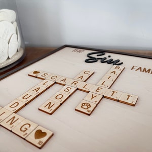 Personalized Wooden Scrabble Tiles Plaque | Custom Family Name Wood ...