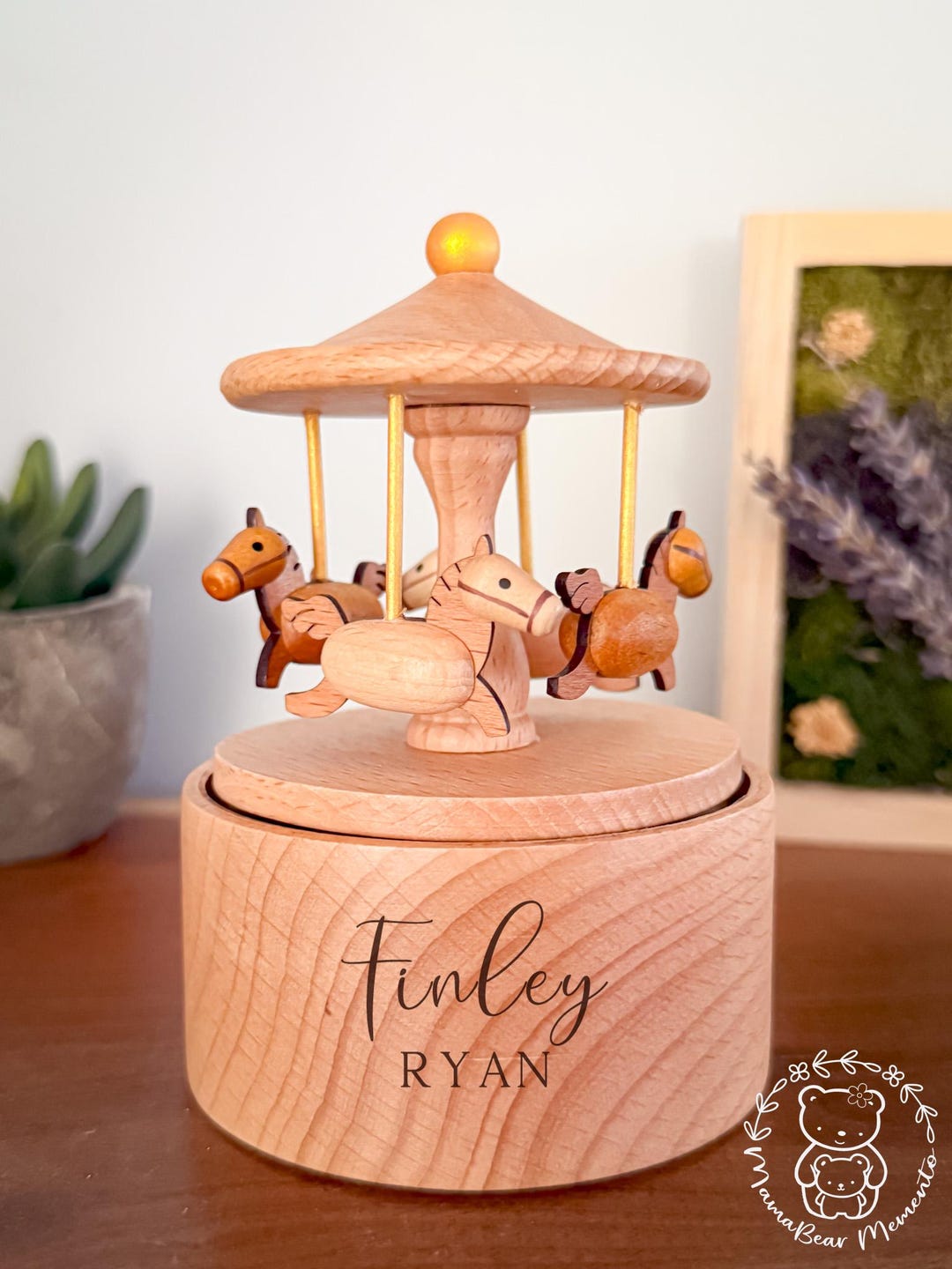 Wooden Merry-go-round Horse Musical Carousel | Personalized Engraved ...