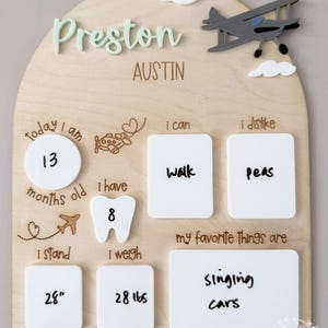 Wooden Airplane Monthly Milestone Board | Custom Milestone Sign ...