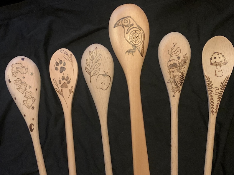 Kitchen Witch Spoons- Woodburned Wooden Spoons - Etsy
