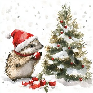 Hedgehog Christmas Clipart Bundle- 10 High Quality Jpgs, Vintage ...