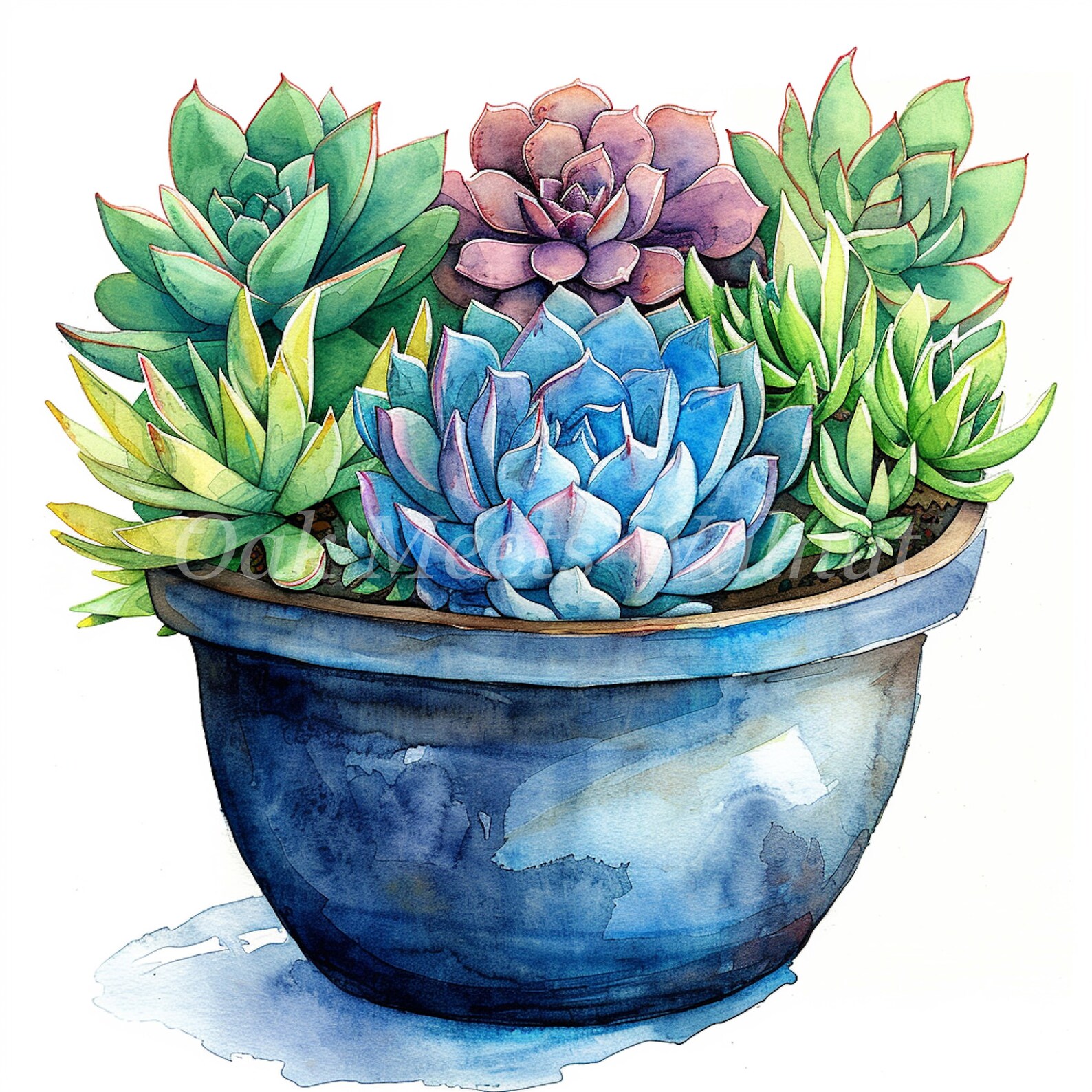Watercolor Succulent Clipart Bundle: Printable Plant Images (digital ...