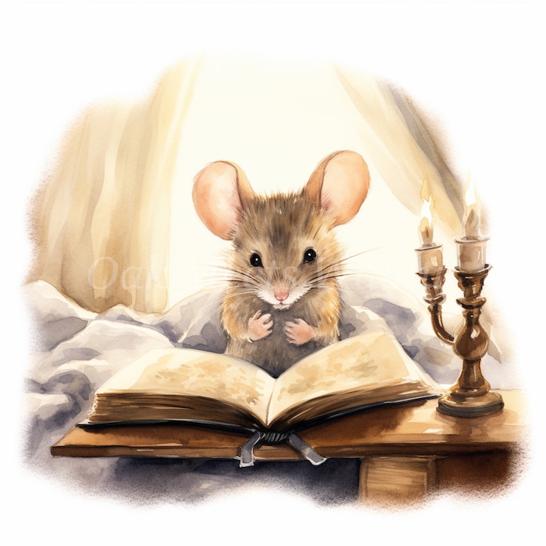 Mouse Reading Book Clipart Bundle: Animal Graphics (digital Download ...