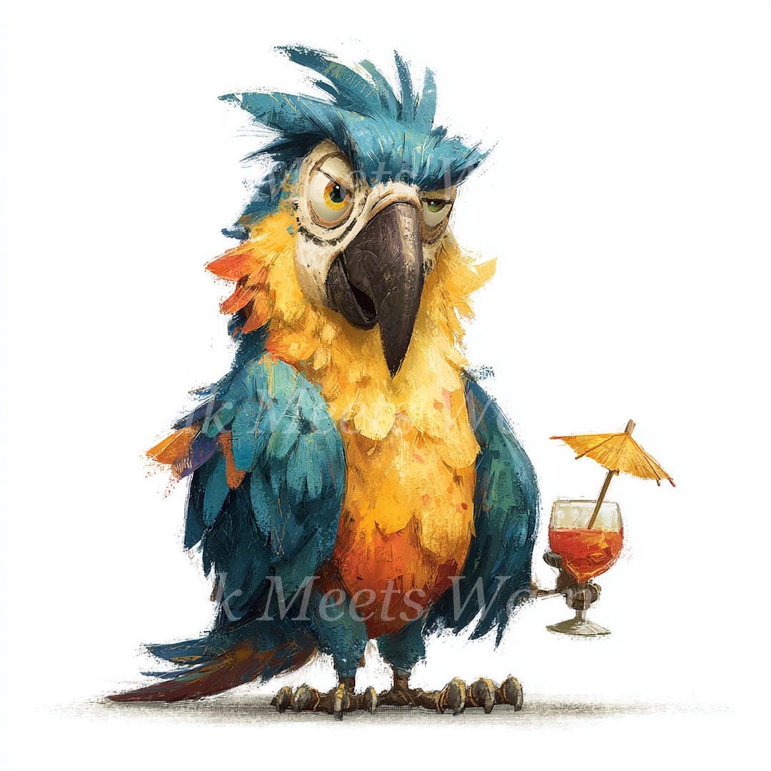 Watercolor Parrot Clipart Bundle: Tropical Vacation Art (digital ...