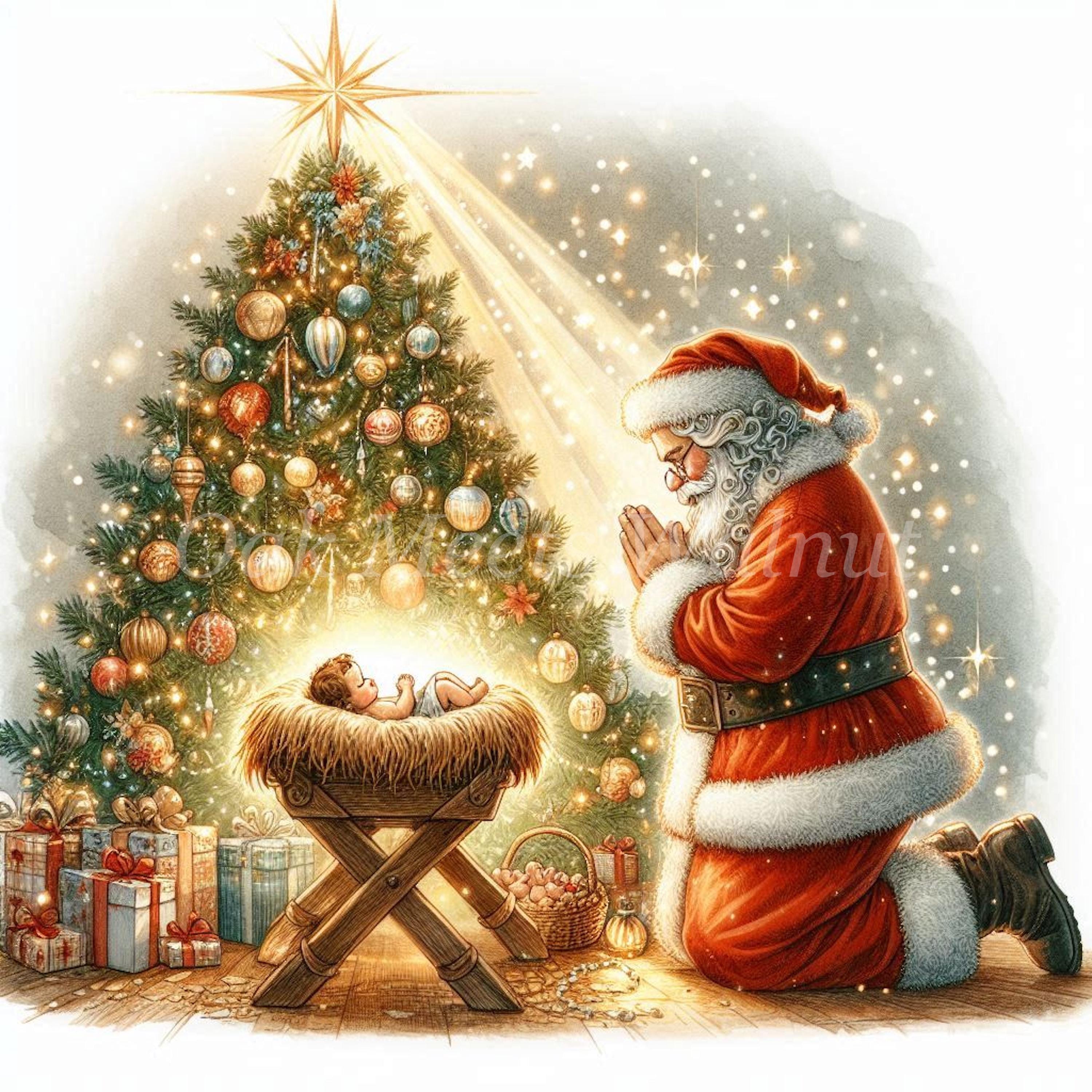 Santa Praying Watercolor Clipart Bundle: Christmas Scrapbook Graphics ...