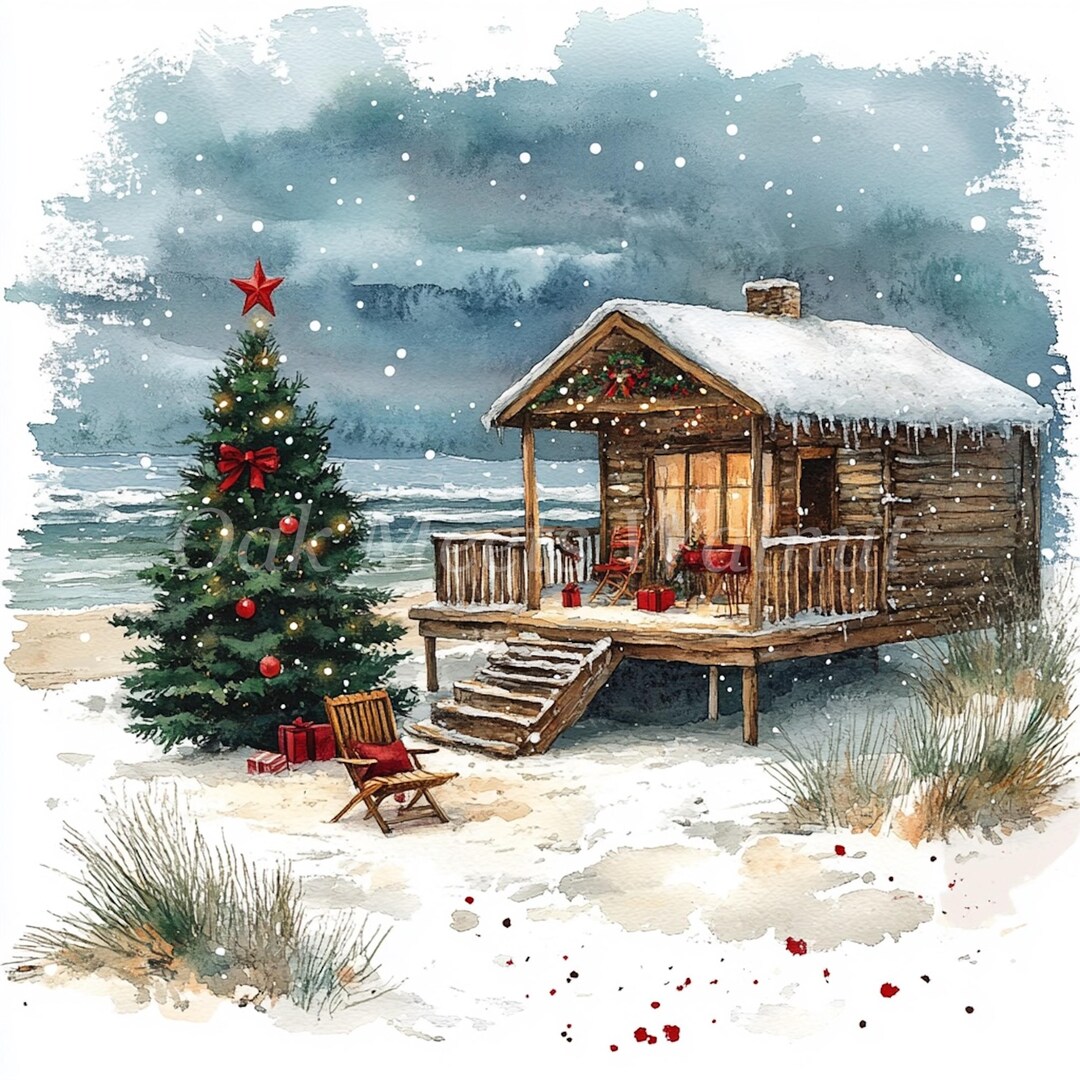 Christmas at the Beach Clipart Bundle- 10 High Quality Watercolor Jpgs ...