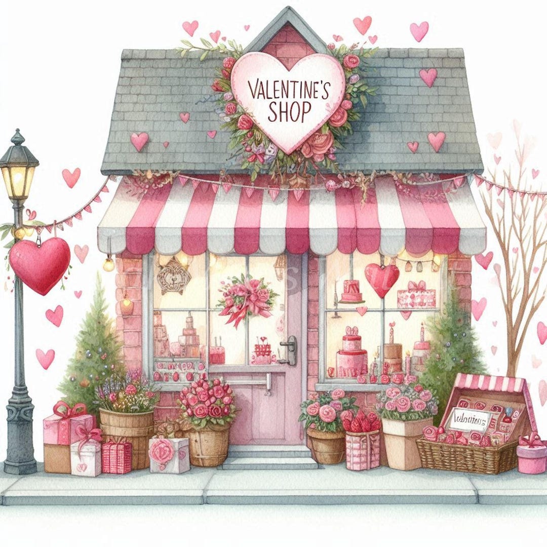 Valentines Shop Clipart Bundle- 10 High Quality Watercolor Jpgs ...