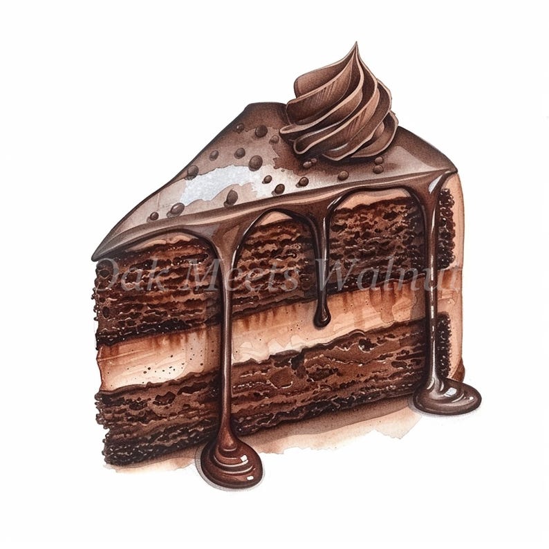 Chocolate Cake Clipart Bundle: Vintage Printable Images (digital ...