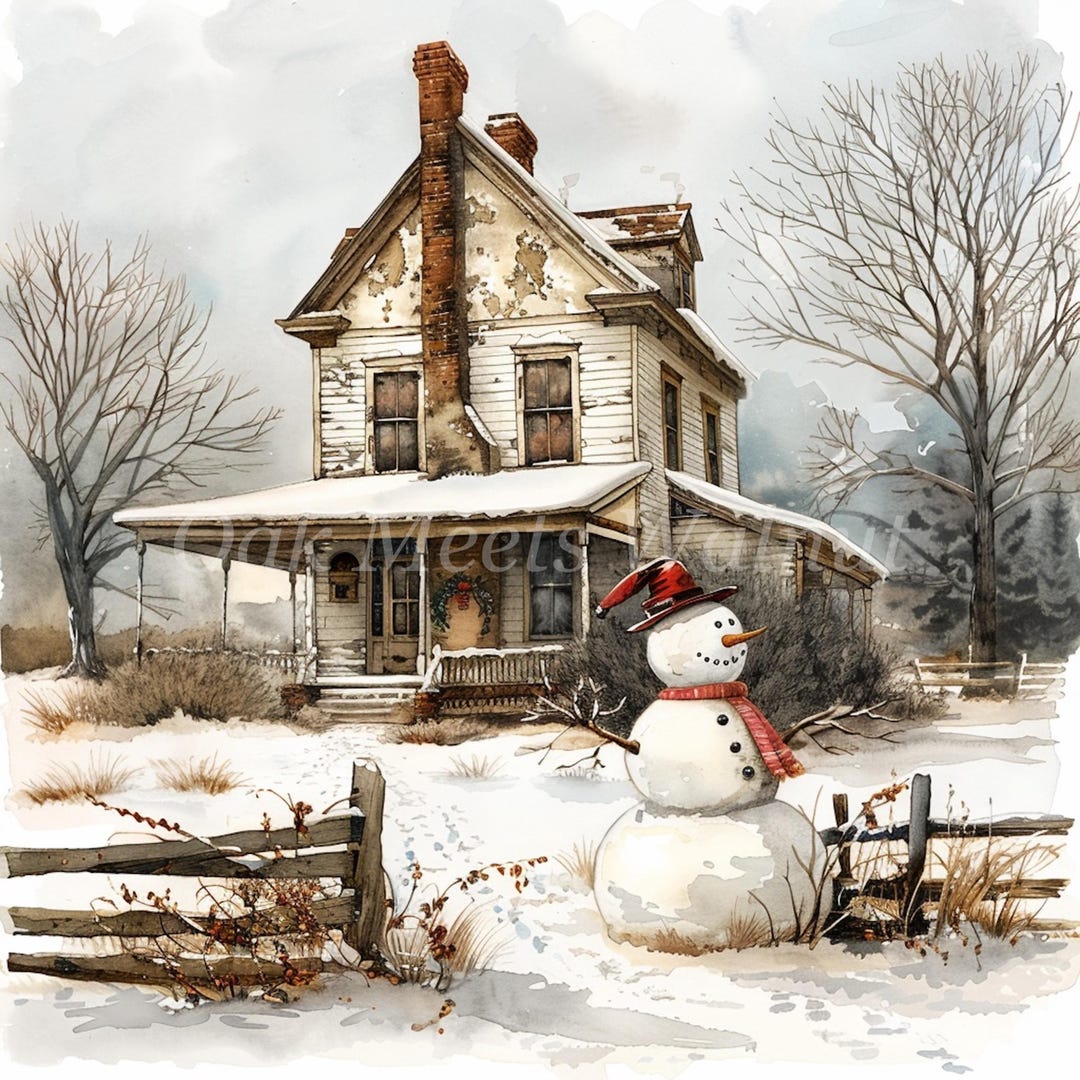 Winter Farmhouse Watercolor Clipart Bundle (digital Download) - Etsy