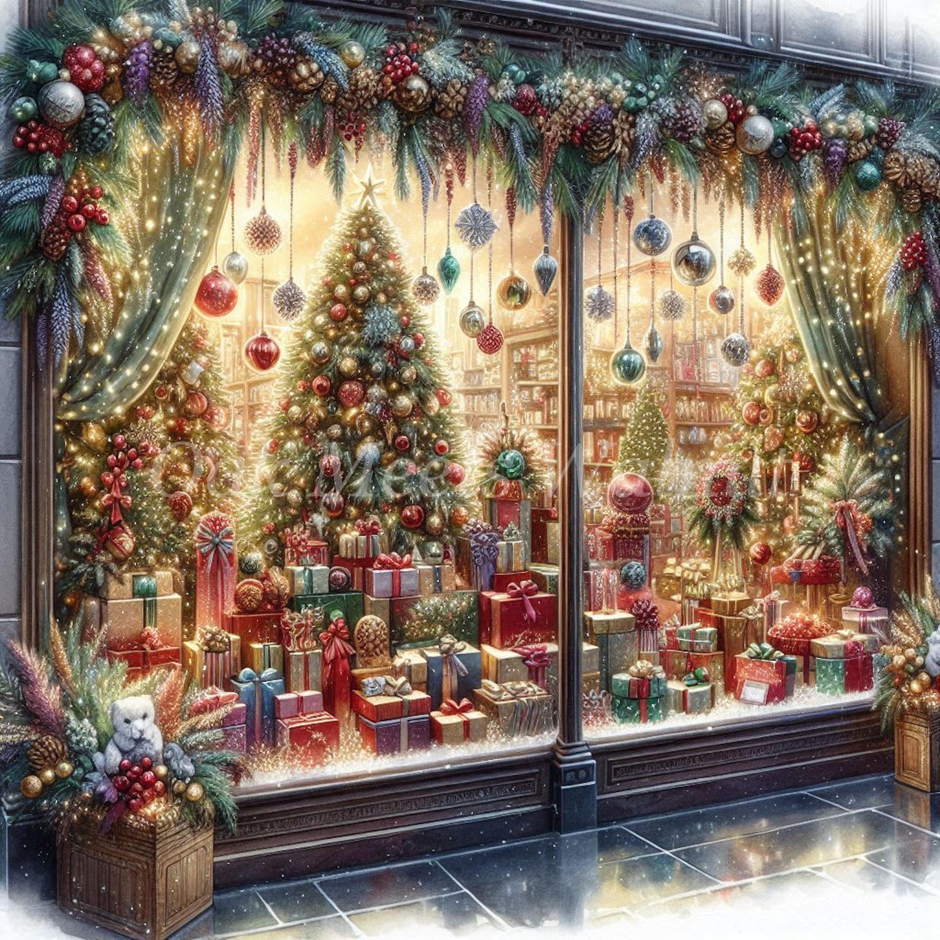 Christmas Shop Watercolor Clipart Bundle: Holiday Scrapbook Graphics ...