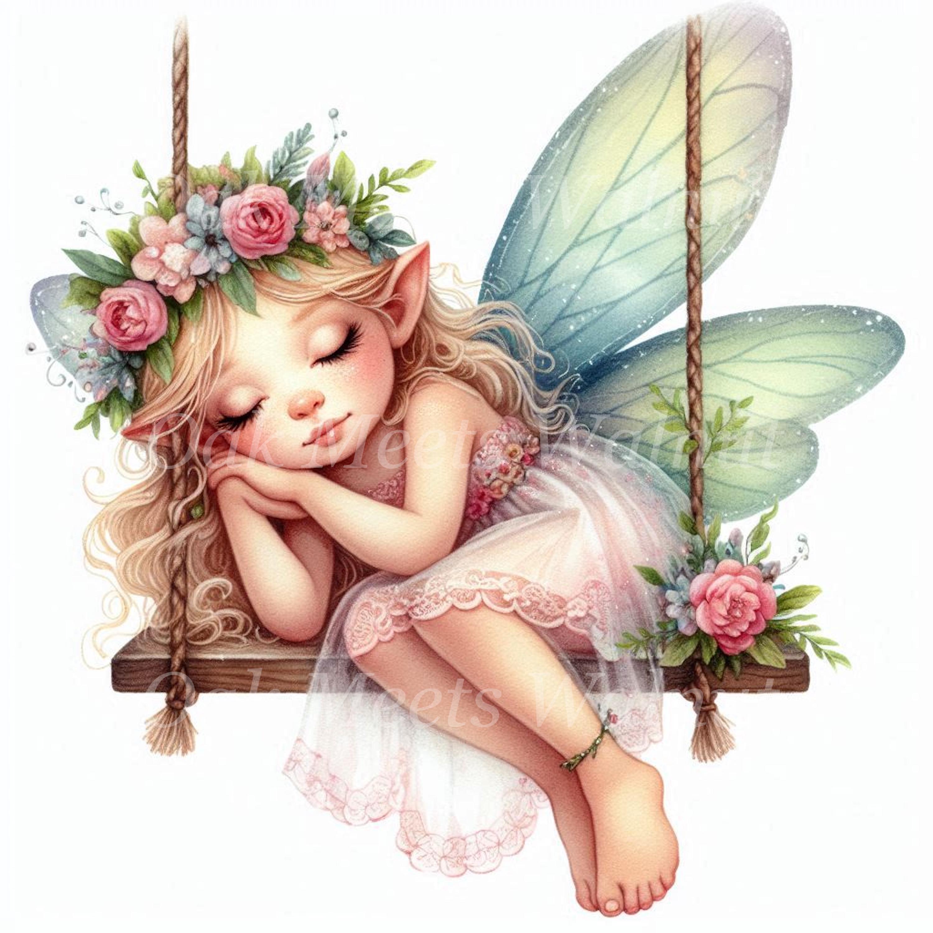 Sleeping Fairy Clipart Bundle – Watercolor Style Jpgs (digital Download ...