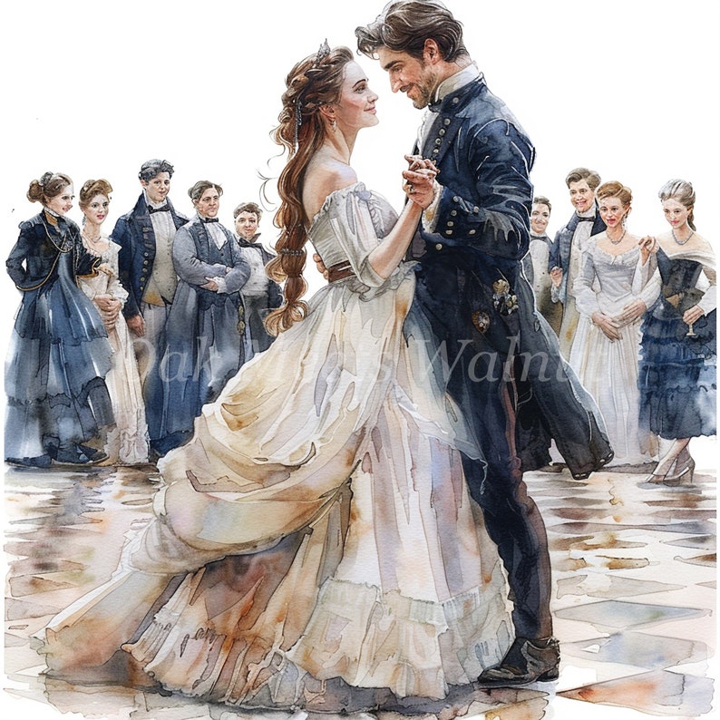 Victorian Couple Watercolor Clipart: Ballroom Romance (digital Download ...
