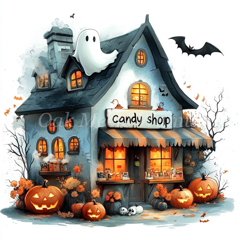 Halloween Candy Shop Clipart Bundle 10 High Res Watercolor Jpgs for ...