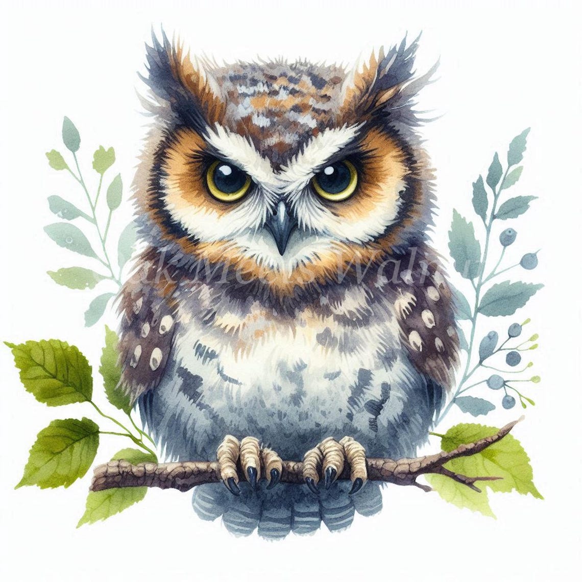 Studious Owl Clipart Bundle – Watercolor Owl Illustrations (digital ...
