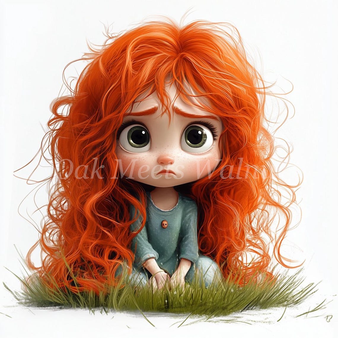 Red Hair Girl Watercolor Clipart: Scrapbook JPG Bundle (digital ...