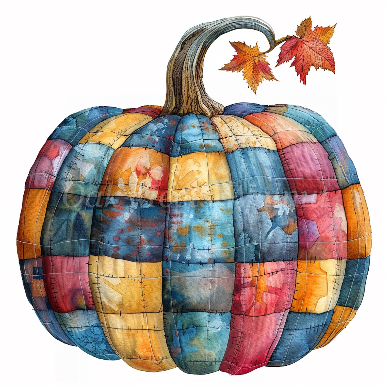 Patchwork Pumpkin Clipart Bundle- 10 High Quality Watercolor Jpgs ...