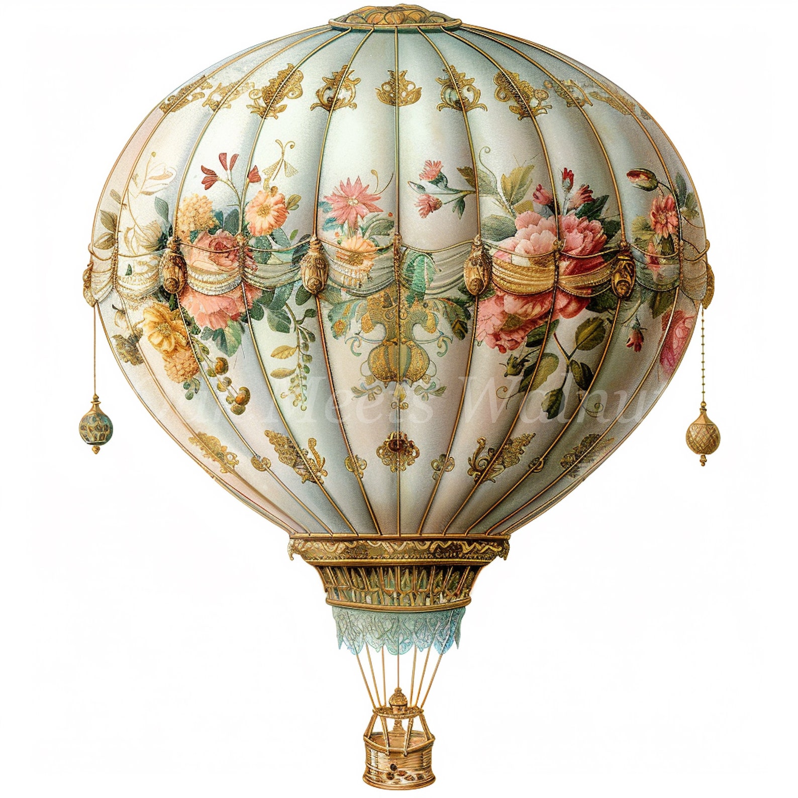 Antique Hot Air Balloons Bundle- 10 High Quality Watercolor Jpgs ...