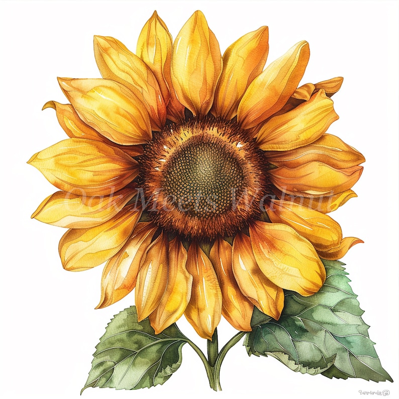 Watercolor Sunflower Clipart Bundle: Floral JPG Images (digital ...