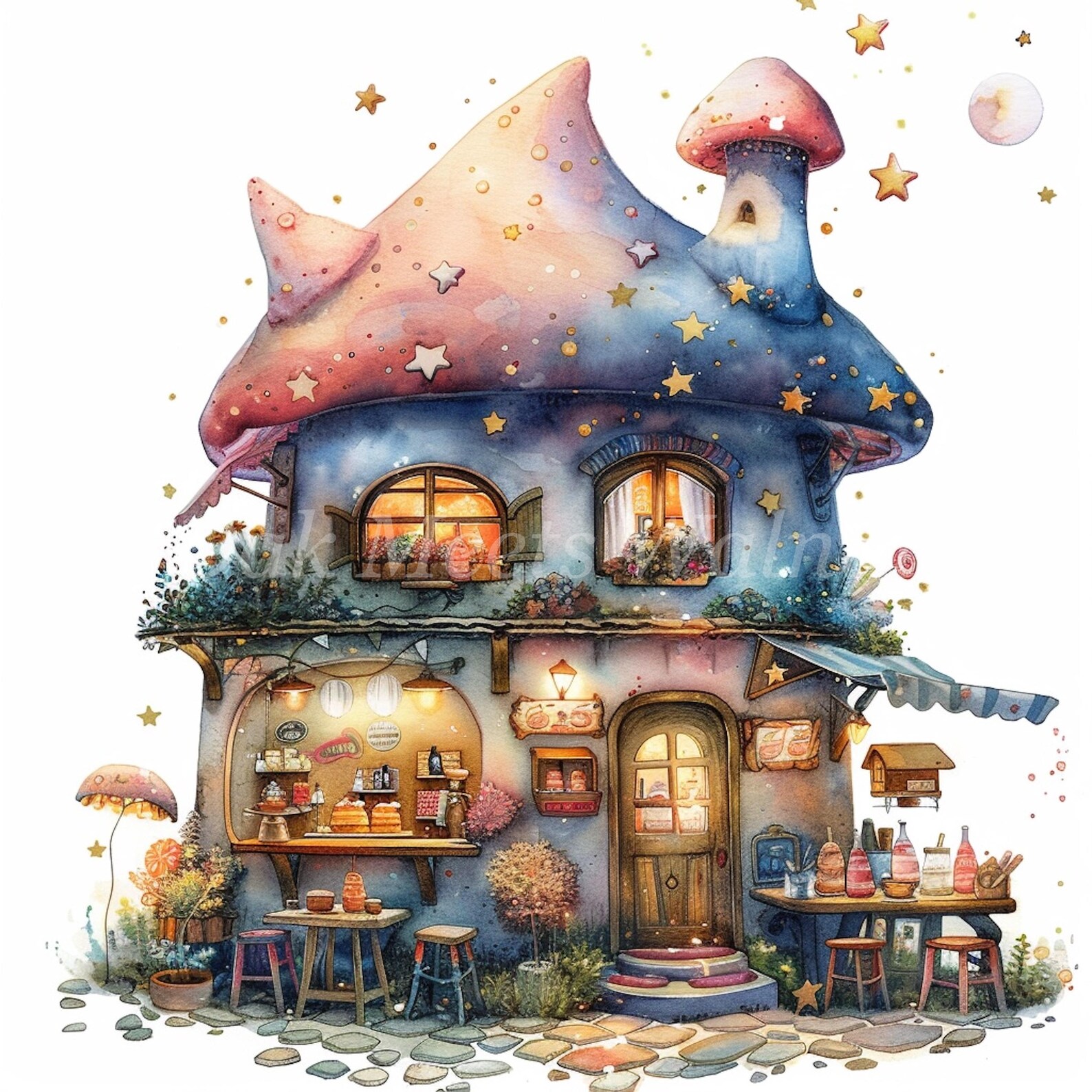 Fairy Cafe Clipart Bundle- 10 High Quality Watercolor Jpgs, Scrapbook ...
