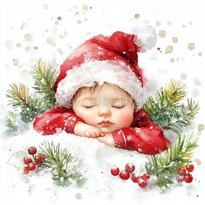 Christmas Baby Watercolor Clipart: Holiday Scrapbook Images (digital ...
