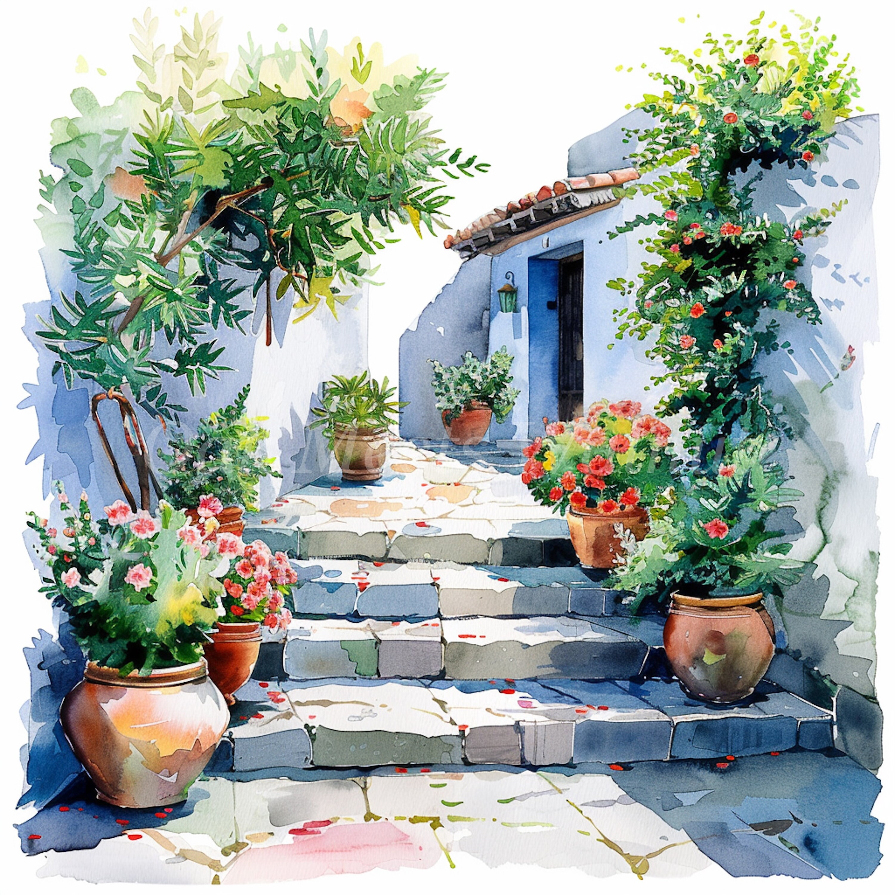 Courtyard Garden Clipart Bundle 10 High Quality Watercolor Jpgs ...