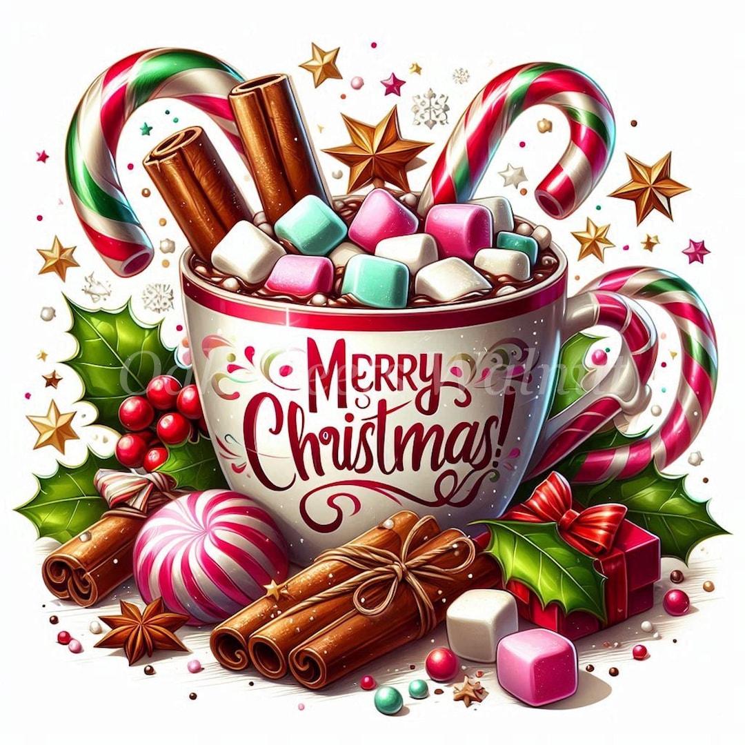 Christmas Hot Cocoa Clipart: Watercolor Holiday Mugs (digital Download ...