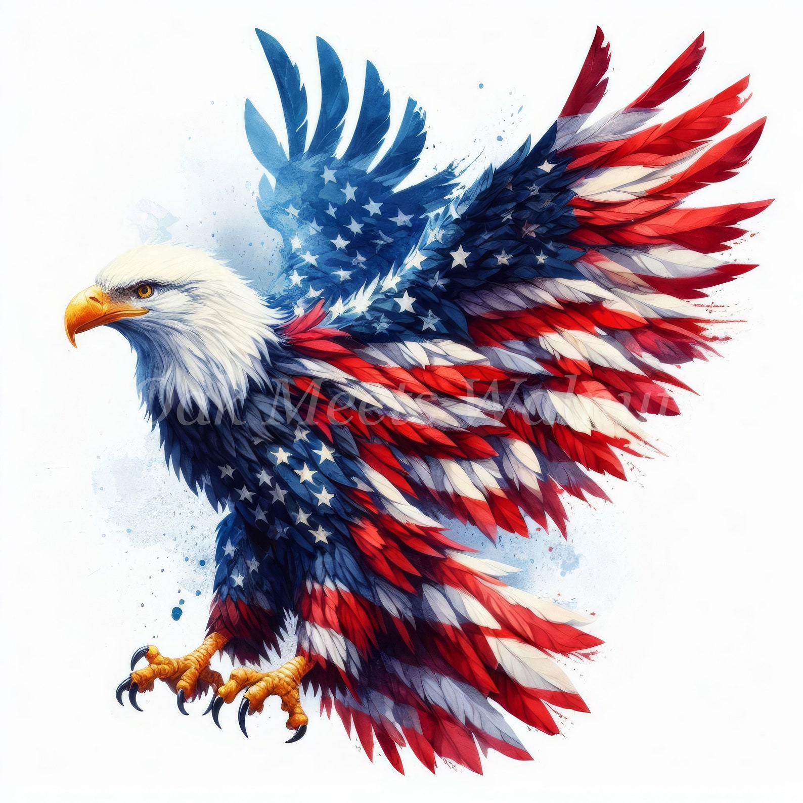 Patriotic Eagle Watercolor Clipart Bundle: USA Images (digital Download ...