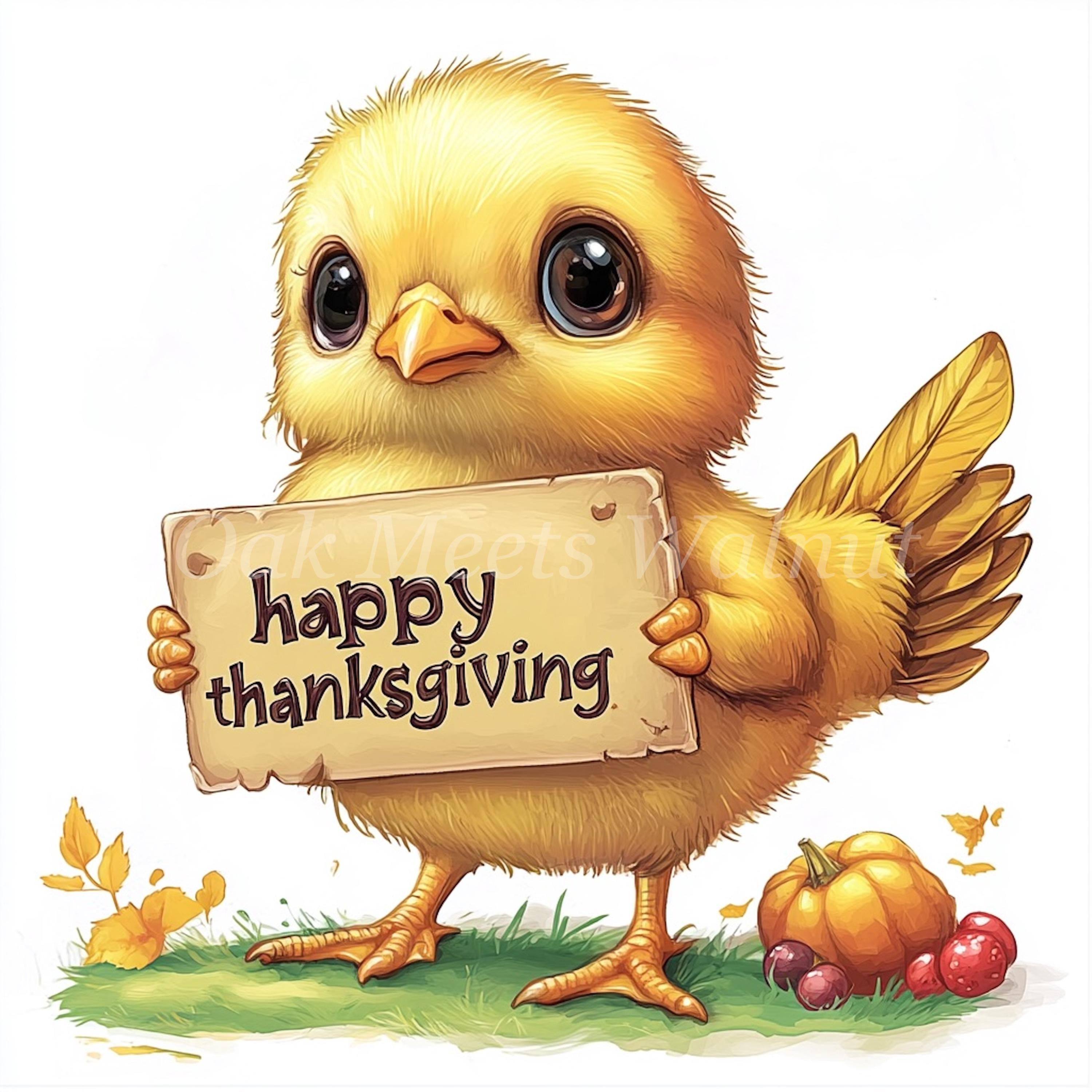 Thanksgiving Baby Chicken Clipart Bundle: Watercolor Jpgs (digital ...