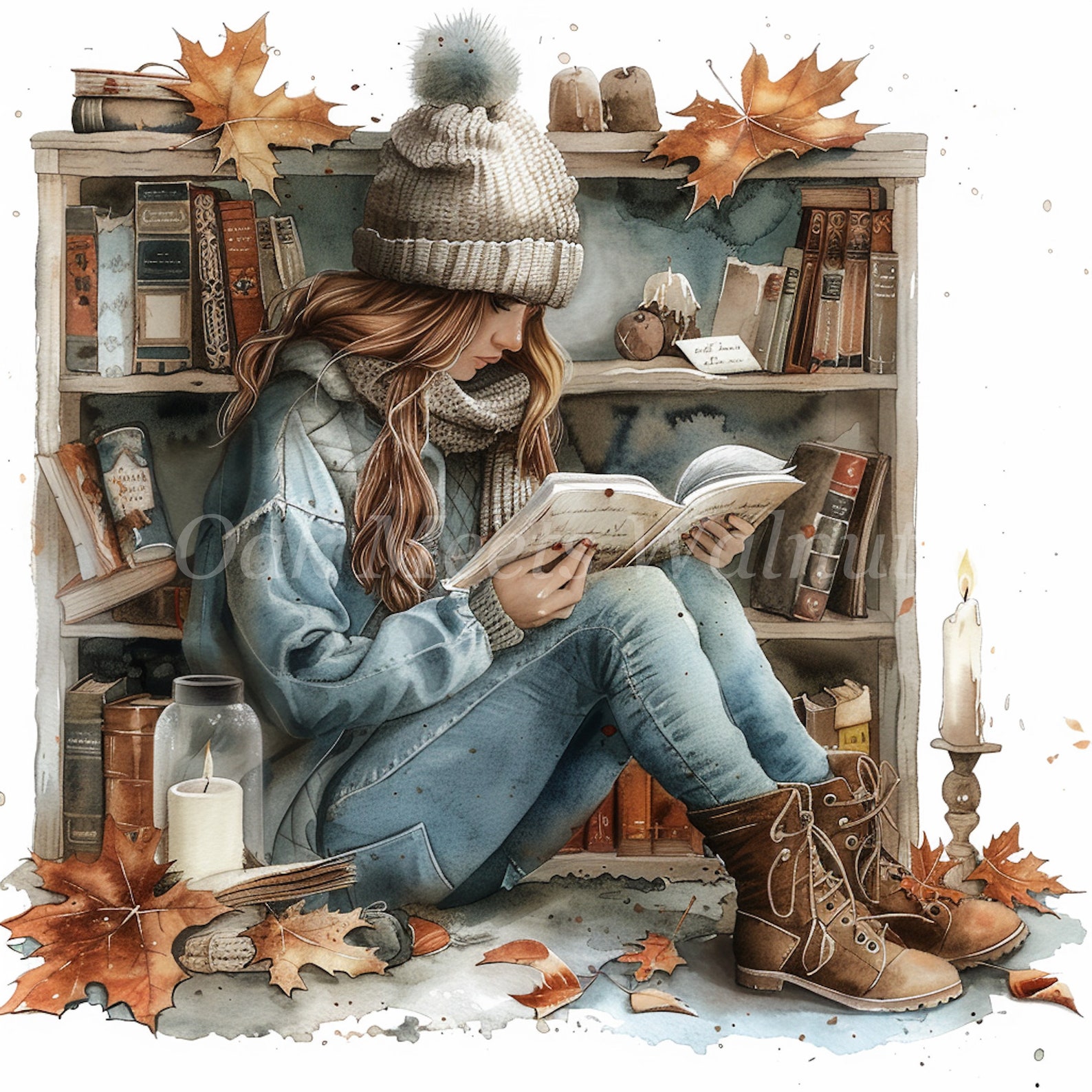 Girl Reading Book Watercolor Clipart Bundle (digital Download) - Etsy