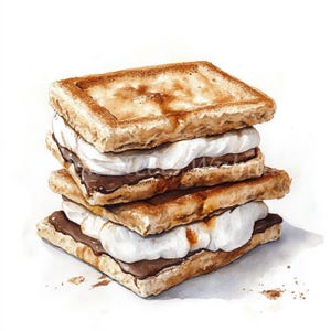 Smores Clipart Bundle-10 High Quality Watercolor Jpgs, Digital Download ...